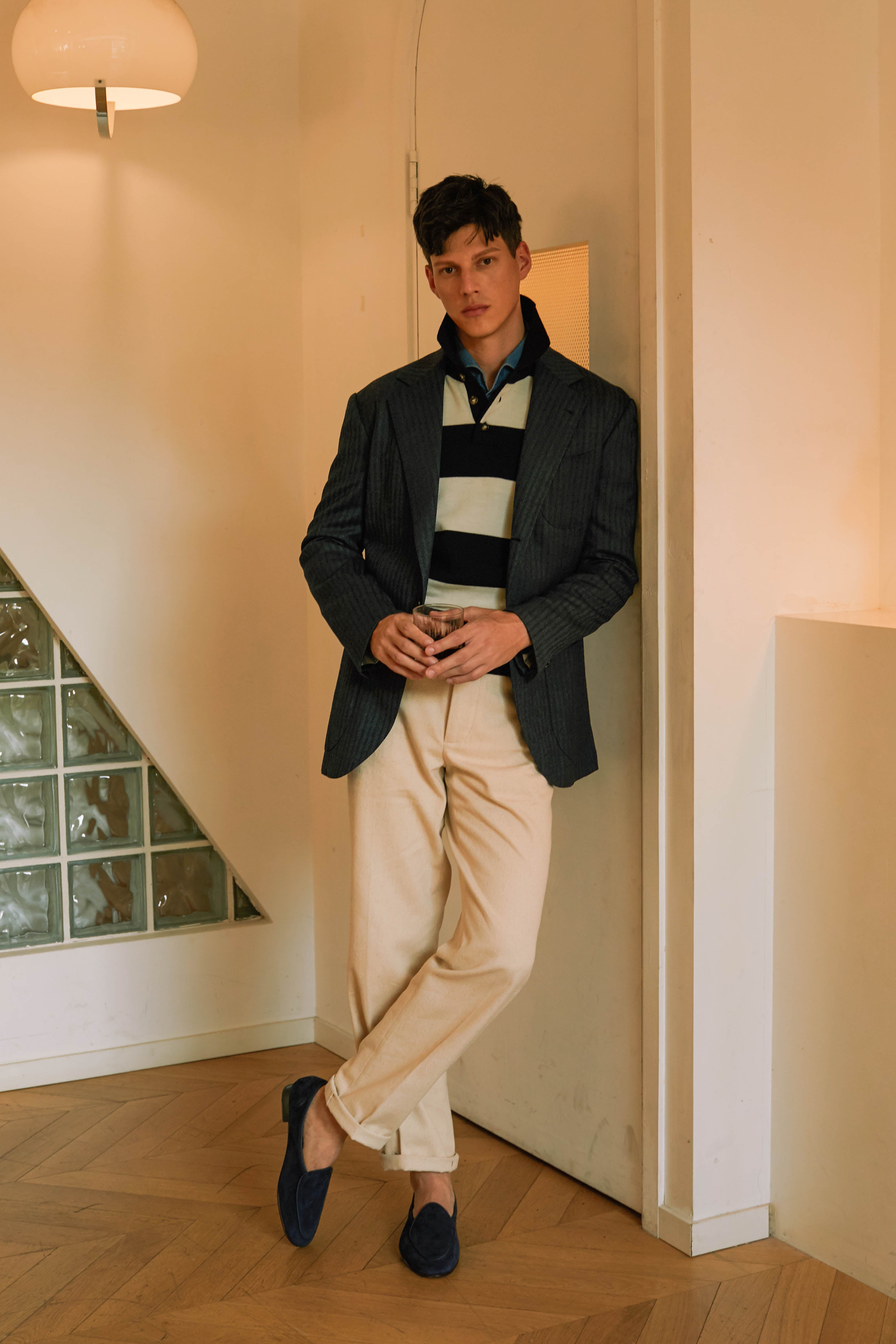 Ivy Stripe Long Sleeve Polo | Beige by The Gaudery – The Gaudery Limited